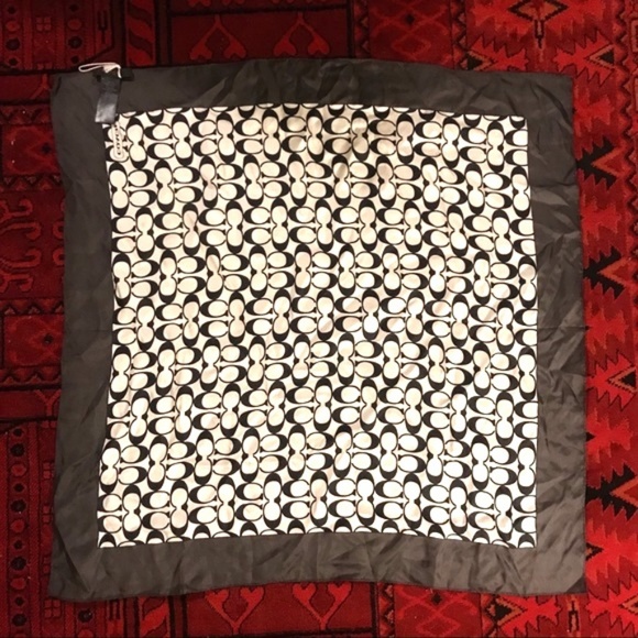 Coach | Accessories | Coach Signature 0 Silk Logo Patterned Scarf ...